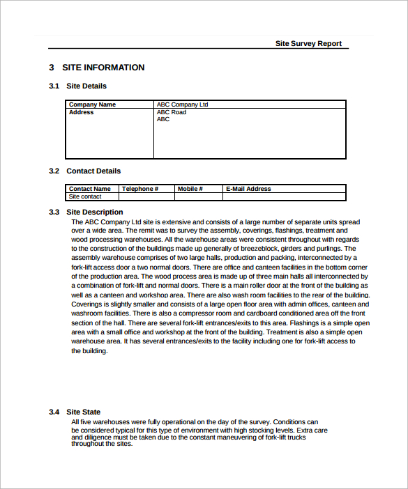 Sample Survey Report Template The Document Template