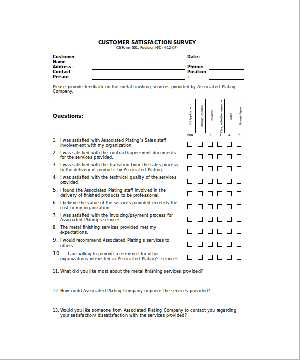 FREE 10 Sample Customer Satisfaction Survey Templates In MS Word PDF