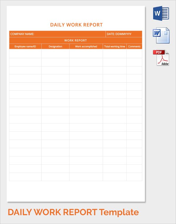 FREE 24 Sample Daily Work Report Templates In PDF MS Word Google Docs