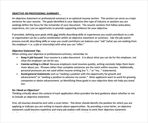 FREE 8 Sample Professional Summary Templates In PDF