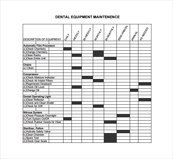 Machine Maintenance Log Excel Templates