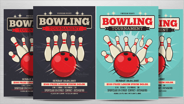 Bowling Tournament Poster Template Free