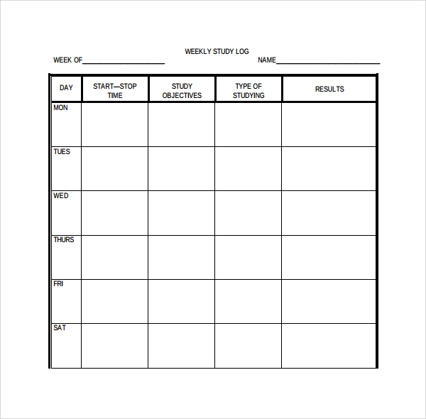 FREE 8 Sample Weekly Log Templates In PDF