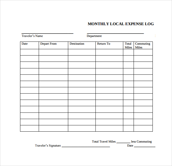 Sample Expense Log Template 9 Free Documents In PDF Sample Expense Log Template 9 Free Documents In PDF
