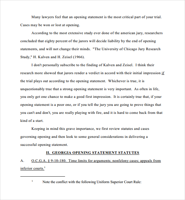 10 Opening Statement Templates To Download Sample Templates