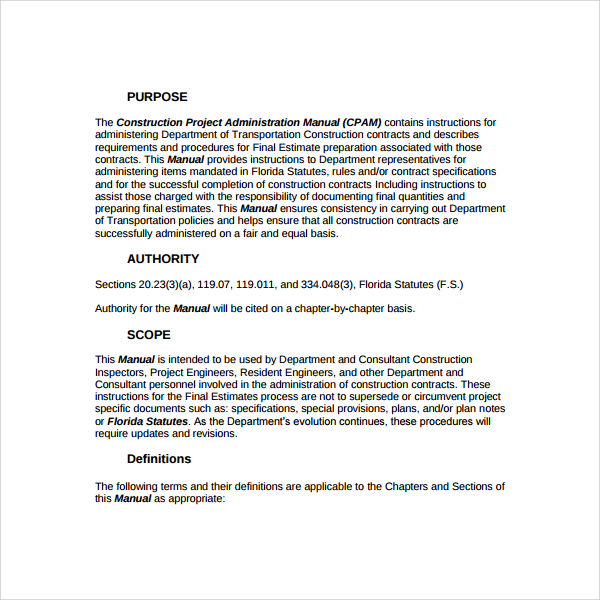 FREE 7 Sample Project Manual Templates In PDF FREE 7 Sample Project Manual Templates In PDF