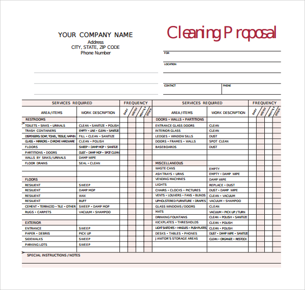 FREE 19 Cleaning Proposal Samples In PDF MS Word Google Docs Pages