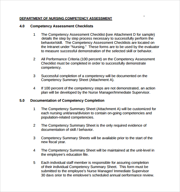 FREE 6 Sample Competency Assessment Templates In PDF MS Word