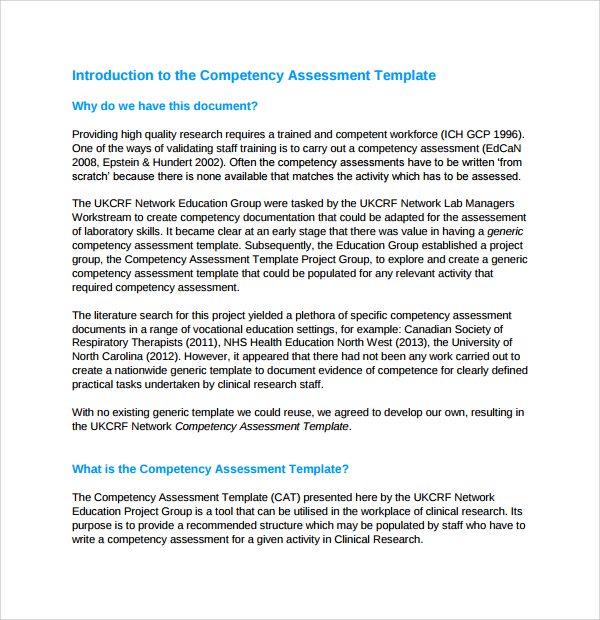 FREE 6 Sample Competency Assessment Templates In PDF MS Word