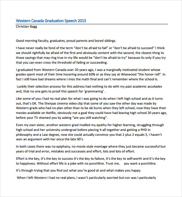 8th Grade Graduation Speech Template HQ Printable Documents