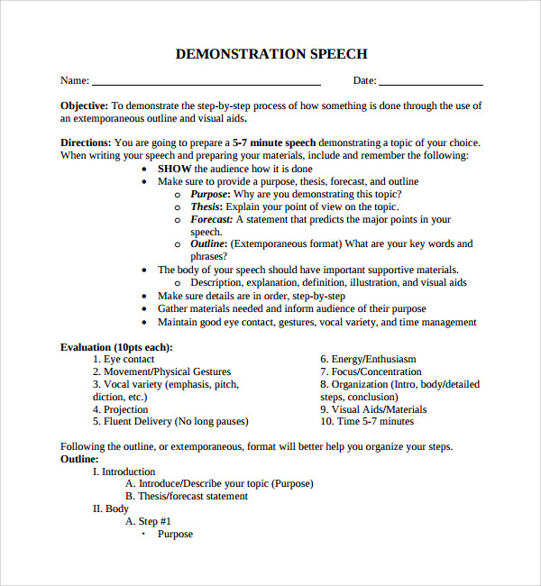 Demonstration Speech Samples