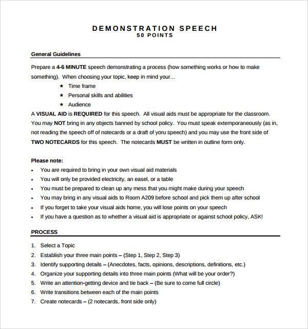 9 Demonstration Speech Example Templates Sample Templates 9 Demonstration Speech Example Templates Sample Templates