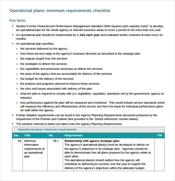 FREE 20 Sample Operational Plan Templates In PDF MS Word Pages 