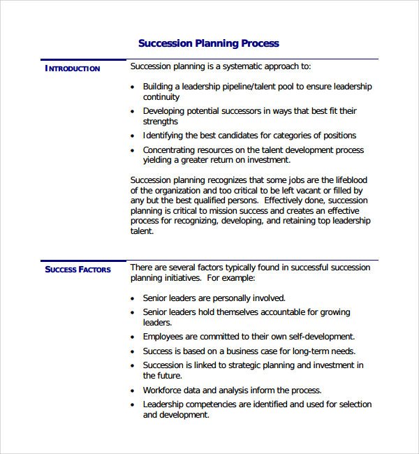 10 Succession Planning Templates Sample Templates