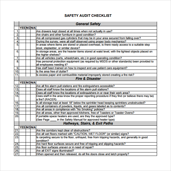 13 Audit Checklist Templates PDF Word Excel Pages Sample Templates