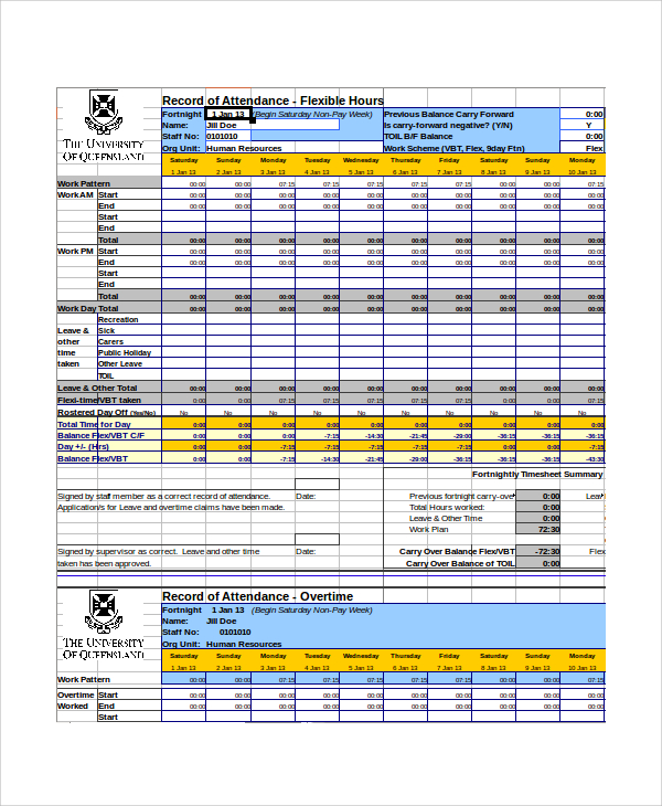 FREE 19 Sample Timesheet Calculator Templates In MS Word PDF Excel