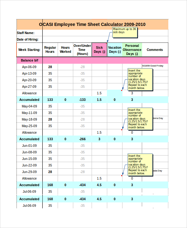 FREE 19 Sample Timesheet Calculator Templates In MS Word PDF Excel