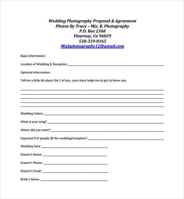 13 Photography Proposal Templates Sample Templates