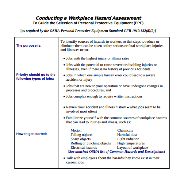 What Is A Hazard Assessment Form At Janet Simmons Blog