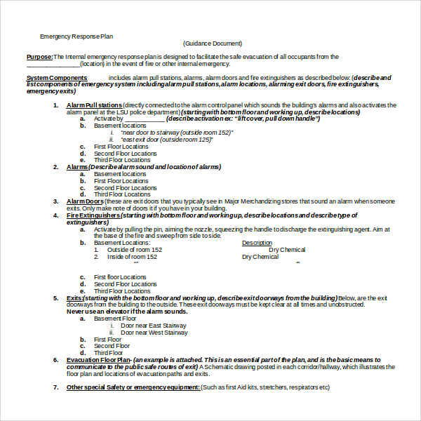 FREE 9 Sample Emergency Response Plan Templates In PDF MS Word