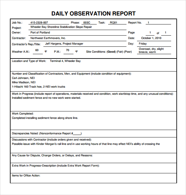 21 Daily Work Report Templates Sample Templates