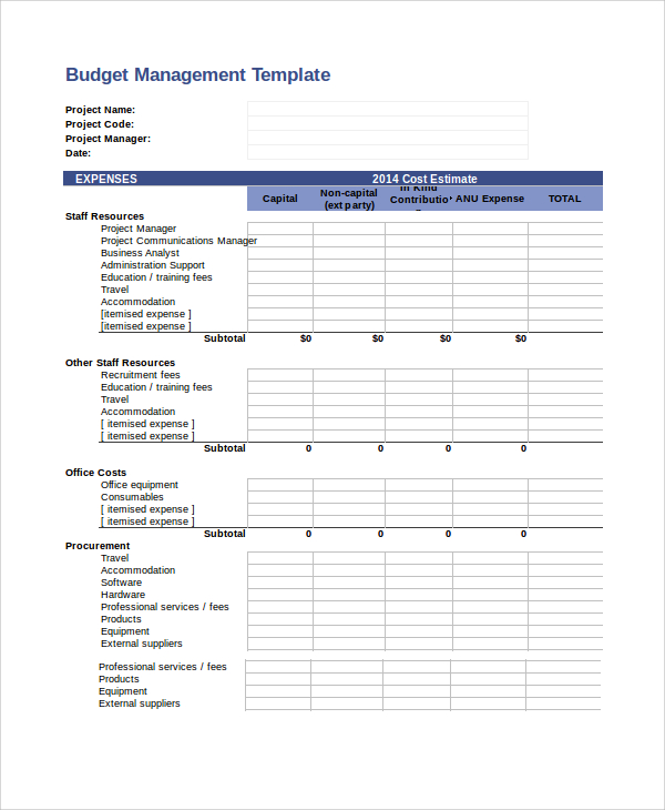 FREE 7 Sample Budget Estimate Templates In MS Word Excel PDF