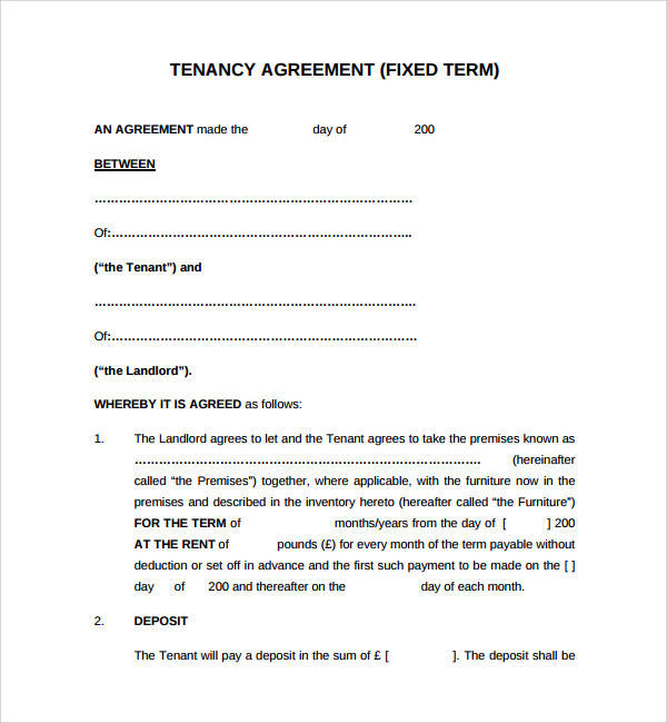 17 Tenancy Agreement Templates Sample Templates