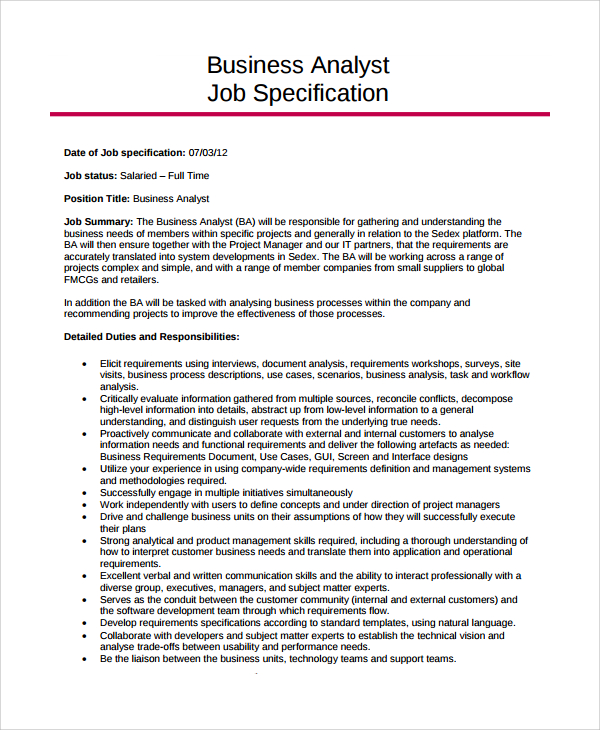 FREE 32 Sample Job Description Templates In MS Word PDF
