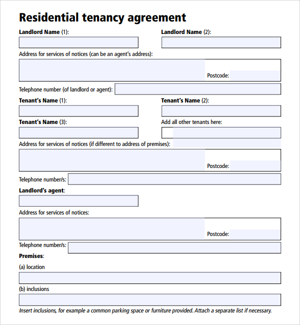 FREE 18 Sample Tenancy Agreement Templates In PDF MS Word Google 