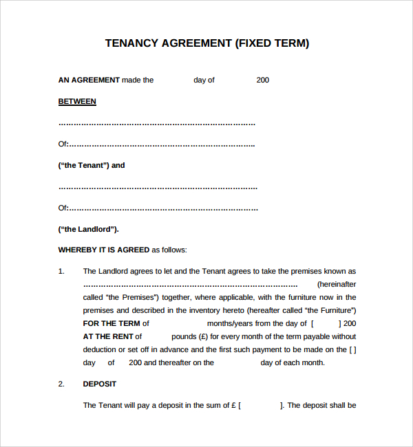 Sample Tenancy Agreement Template 9 Free Documents In PDF Word