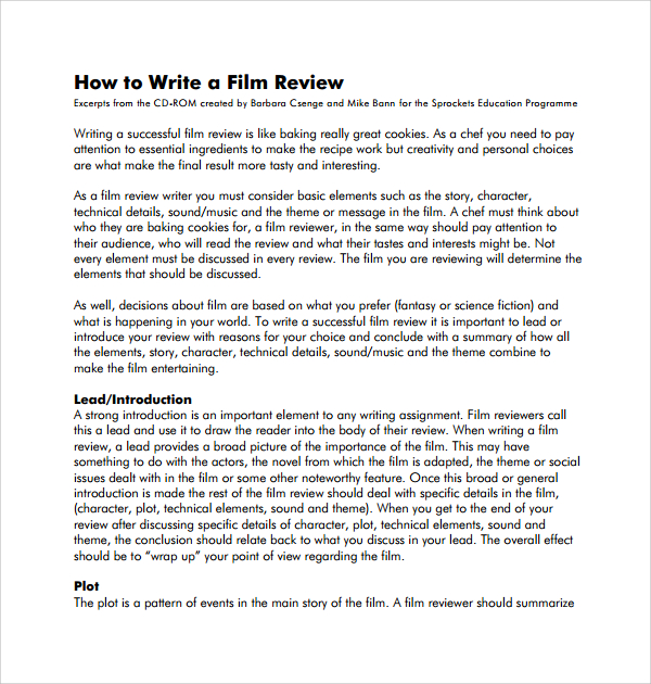 9 Film Review Templates Sample Templates