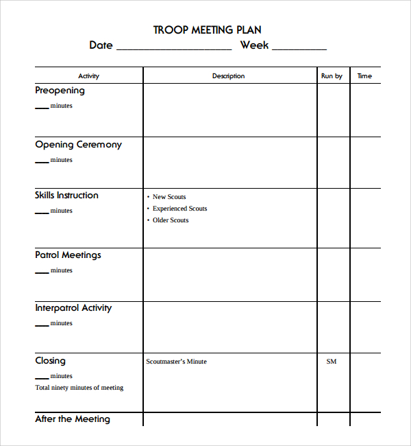 Cub Scout Pack Meeting Agenda Template Whoisse