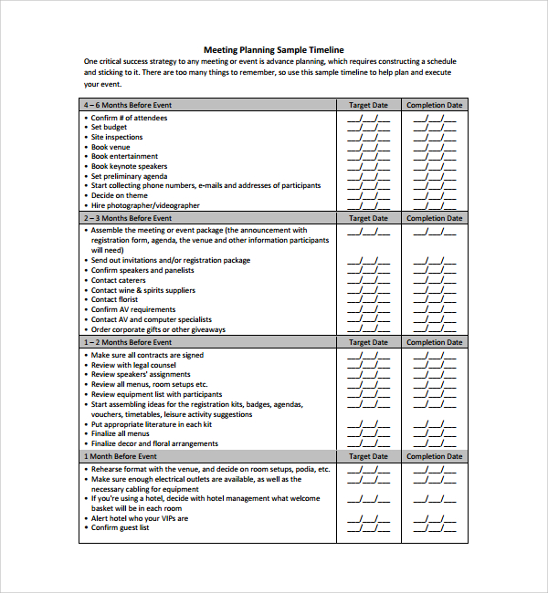 Meeting Planner Templates 10 Free Printable PDF Excel Word Formats