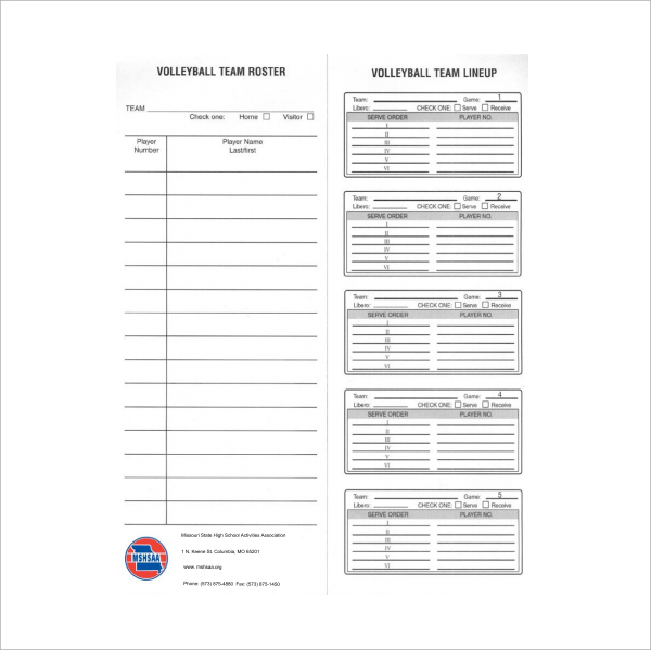 FREE 7 Sample Volleyball Roster Templates In PDF MS Word
