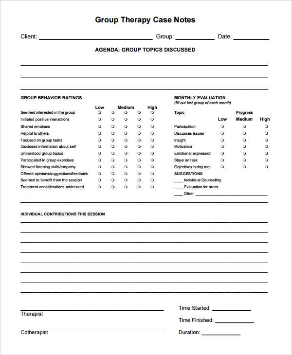 FREE 5 Sample Therapy Note Templates In PDF MS Word