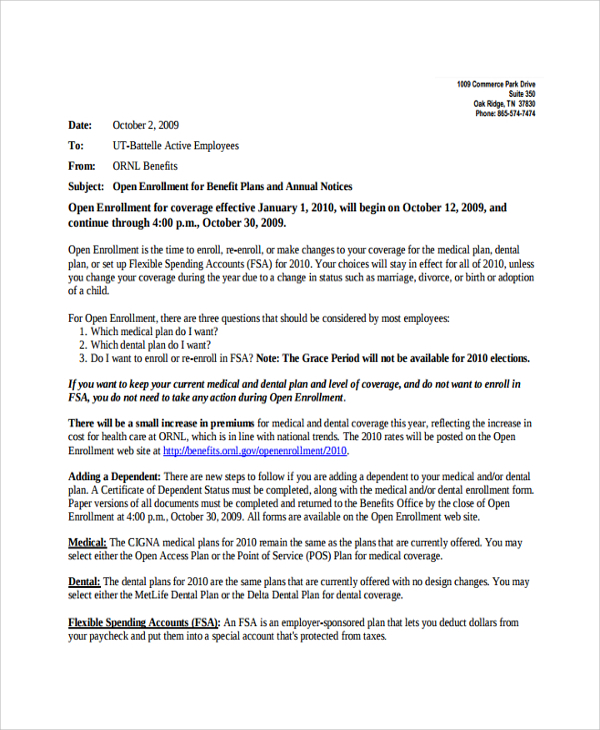 New Hire Benefits Enrollment Email Template