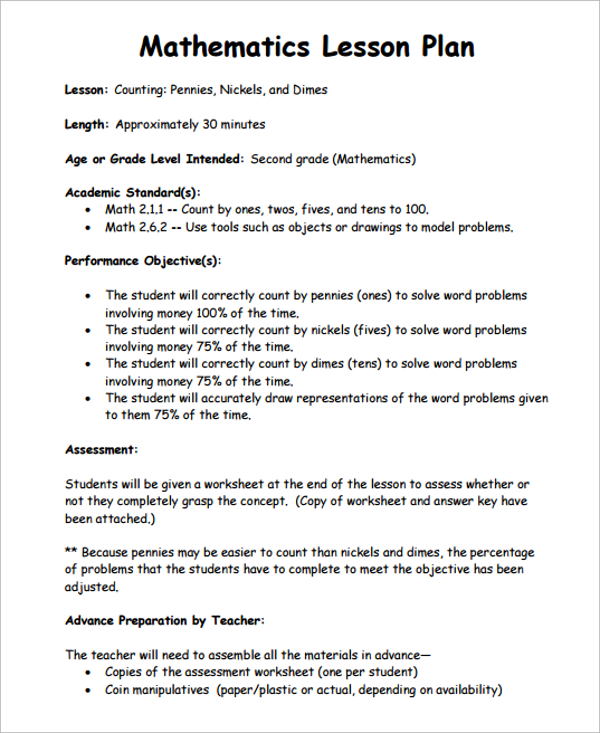 FREE 10 Sample Math Lesson Plan Templates In PDF MS Word