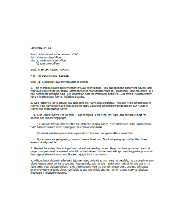 7 Standard Memo Templates Sample Templates