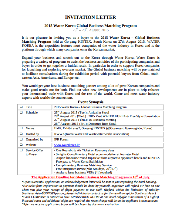 FREE 13 Sample Business Meeting Invitation Letter Templates In MS Word 