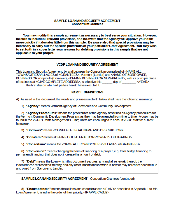 FREE 6 Sample Business Loan Agreement Templates In MS Word PDF