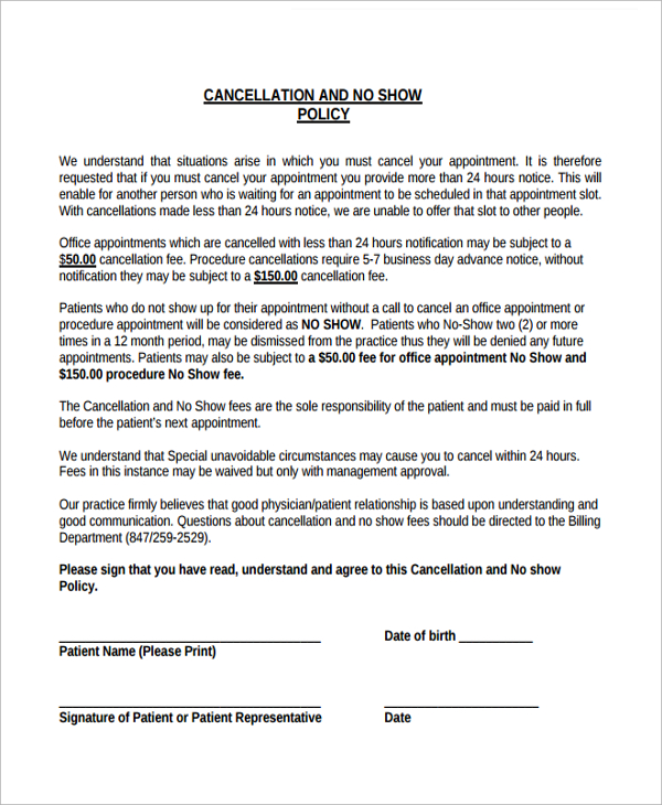 FREE 9 Cancellation Policy Templates In PDF
