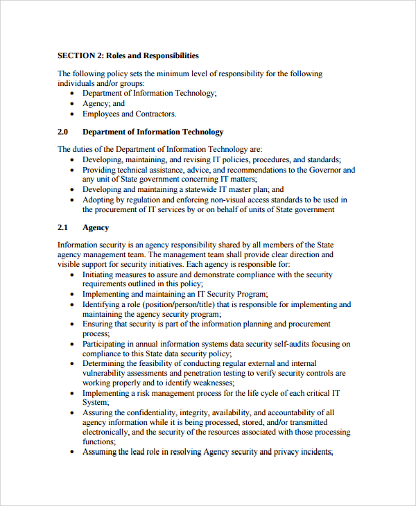 FREE 9 Sample IT Security Policy Templates In MS Word PDF