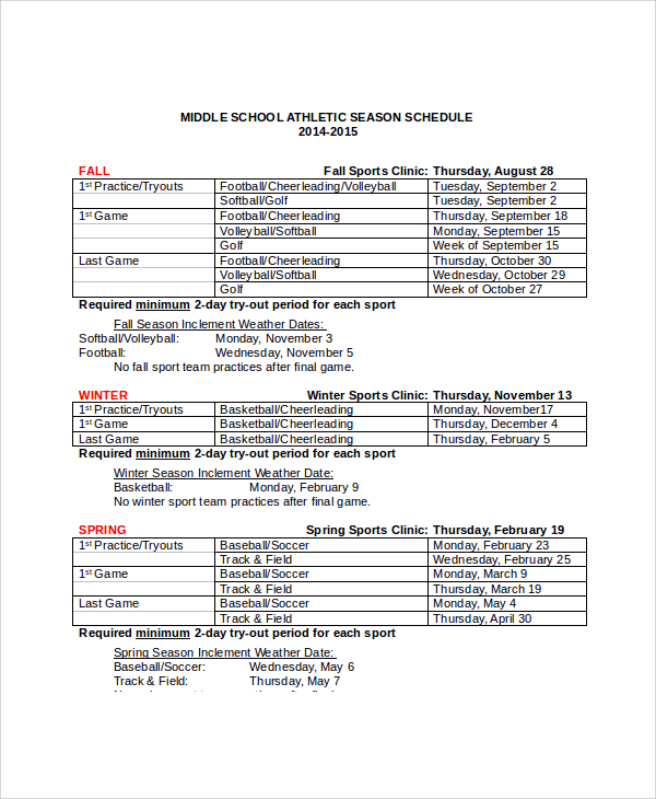 FREE 11 Sample School Schedule Templates In PDF MS Word