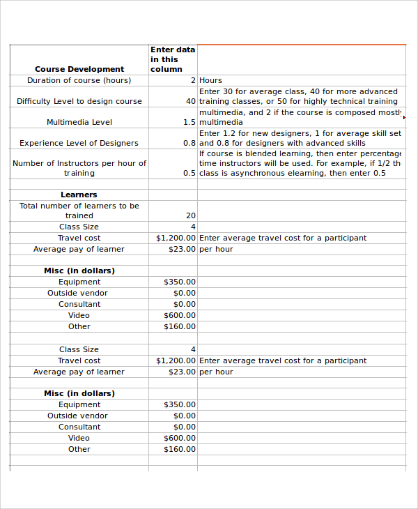 FREE 7 Cost Estimate Templates In PDF Excel MS Word