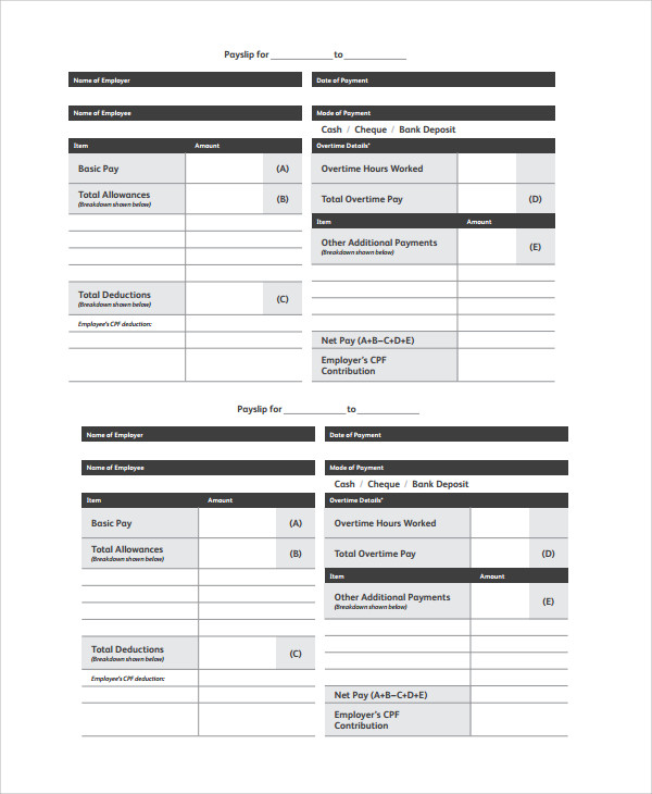 9 Wage Slip Templates Sample Templates