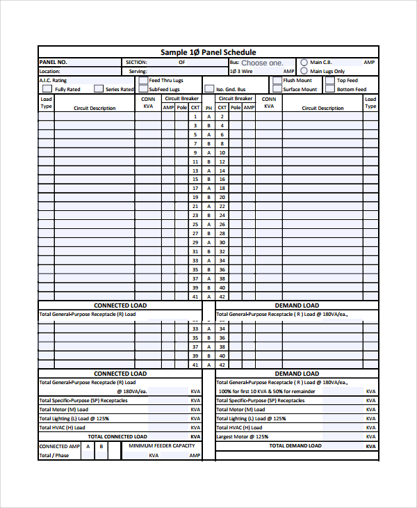 FREE 18 Sample Panel Schedule Templates In PDF