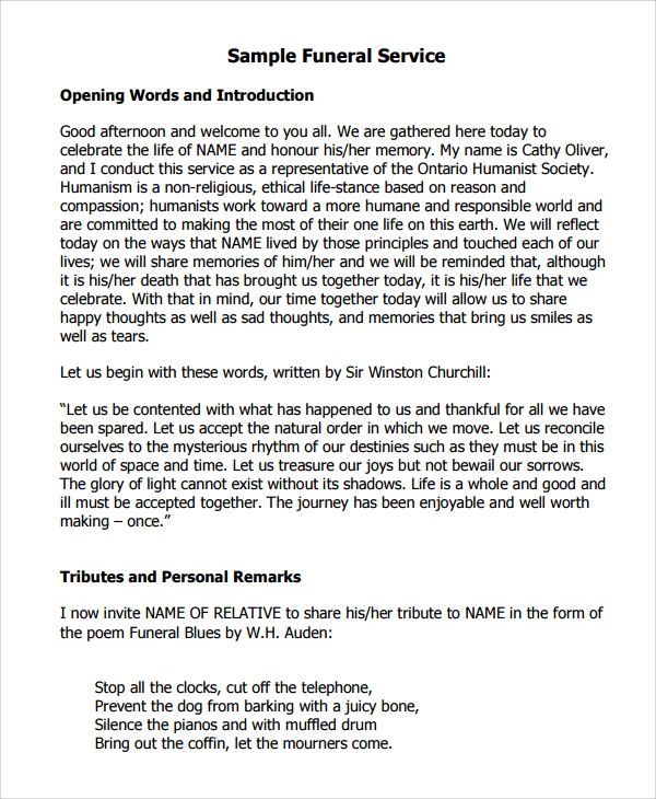 FREE 30 Sample Funeral Program Examples In PDF MS Word PSD AI 