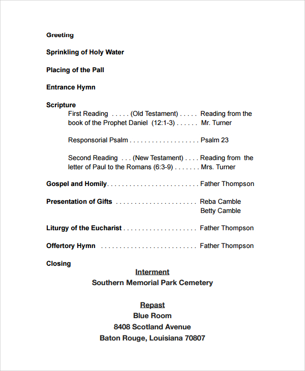10 Funeral Program Examples Sample Templates