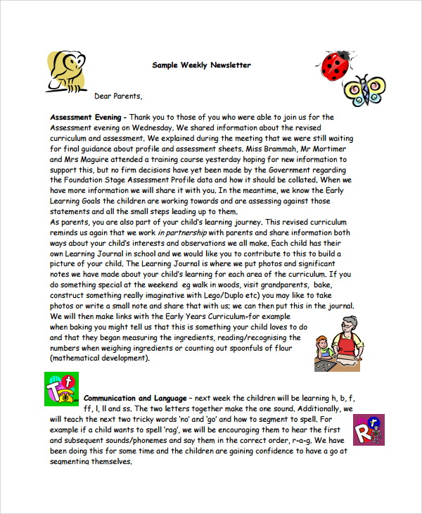 FREE 12 Sample Weekly Newsletter Templates In MS Word PDF HTML PSD