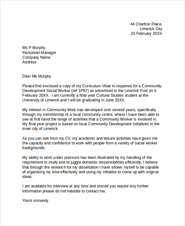 FREE 29 Sample Cover Letter Example Templates In PDF MS Word